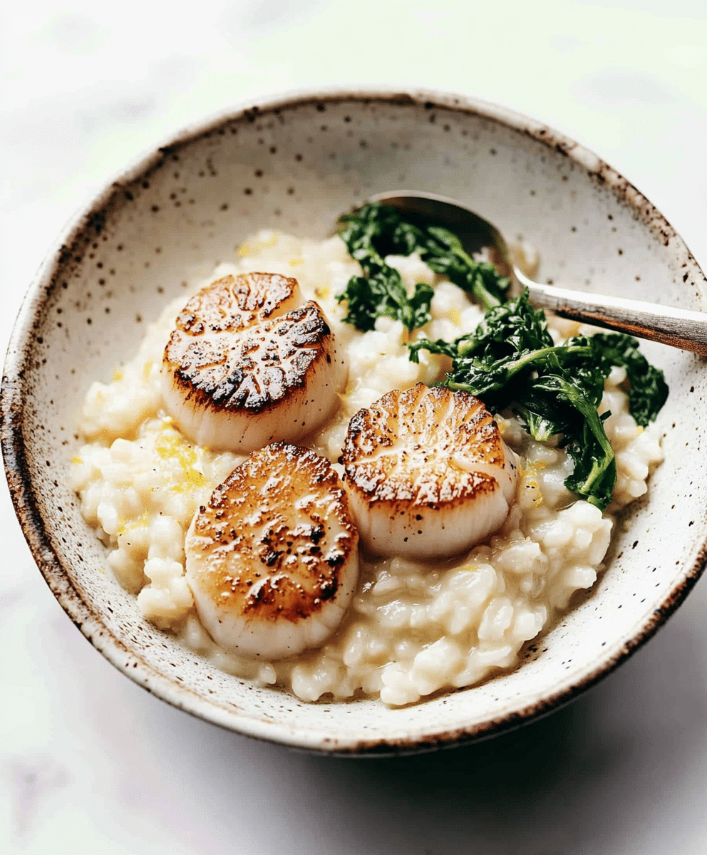 Lemon Butter Scallops Over Parmesan Risotto Recipe - Recipe Vibe