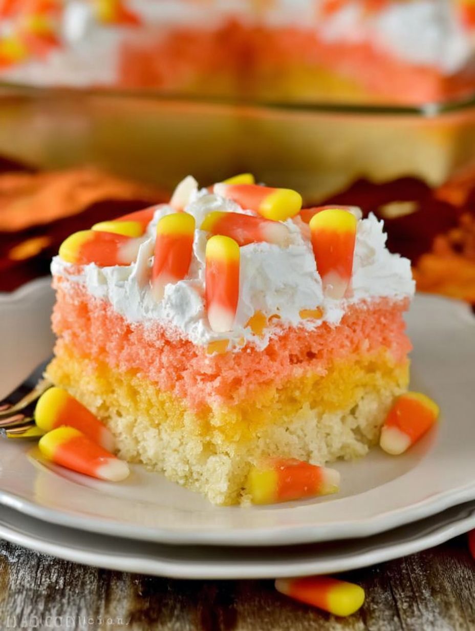 Candy Corn Poke Cake Recipe - Recipe Vibe
